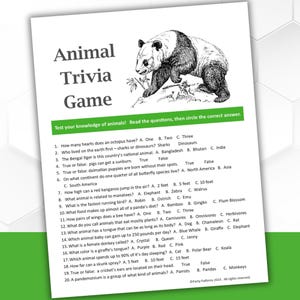 Animal Trivia Game for Kids and Adults - Etsy