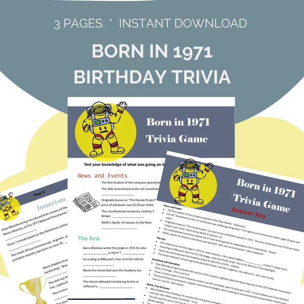 Born in 1971 Game - Etsy