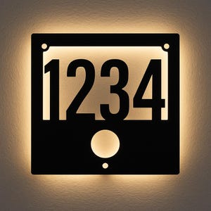 LED Backlit Metal House Number Sign • Personalized Outdoor Address ...