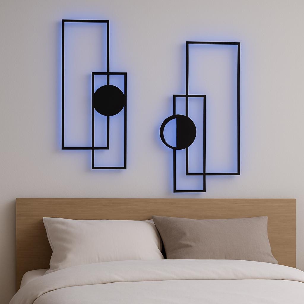 Geometric LED Wall Decor | Minimalist Metal Lighted Art | Modern ...