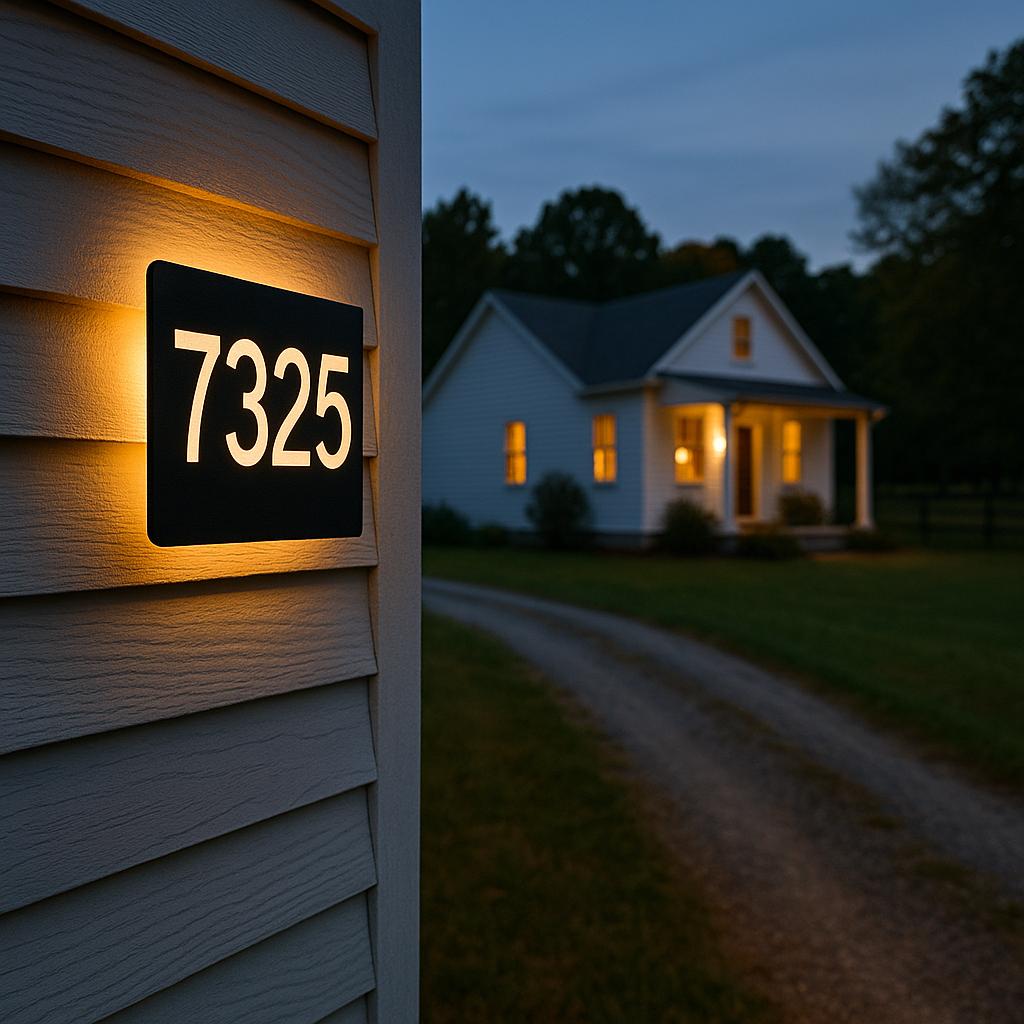 LED Backlit Metal House Number Sign • Personalized Outdoor Address ...