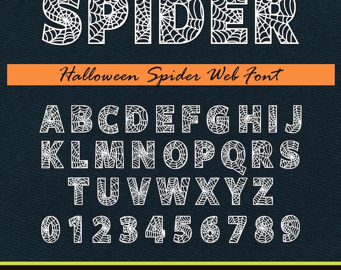 Spider Web Font SVG: Halloween Alphabet, Creepy Letters (digital ...
