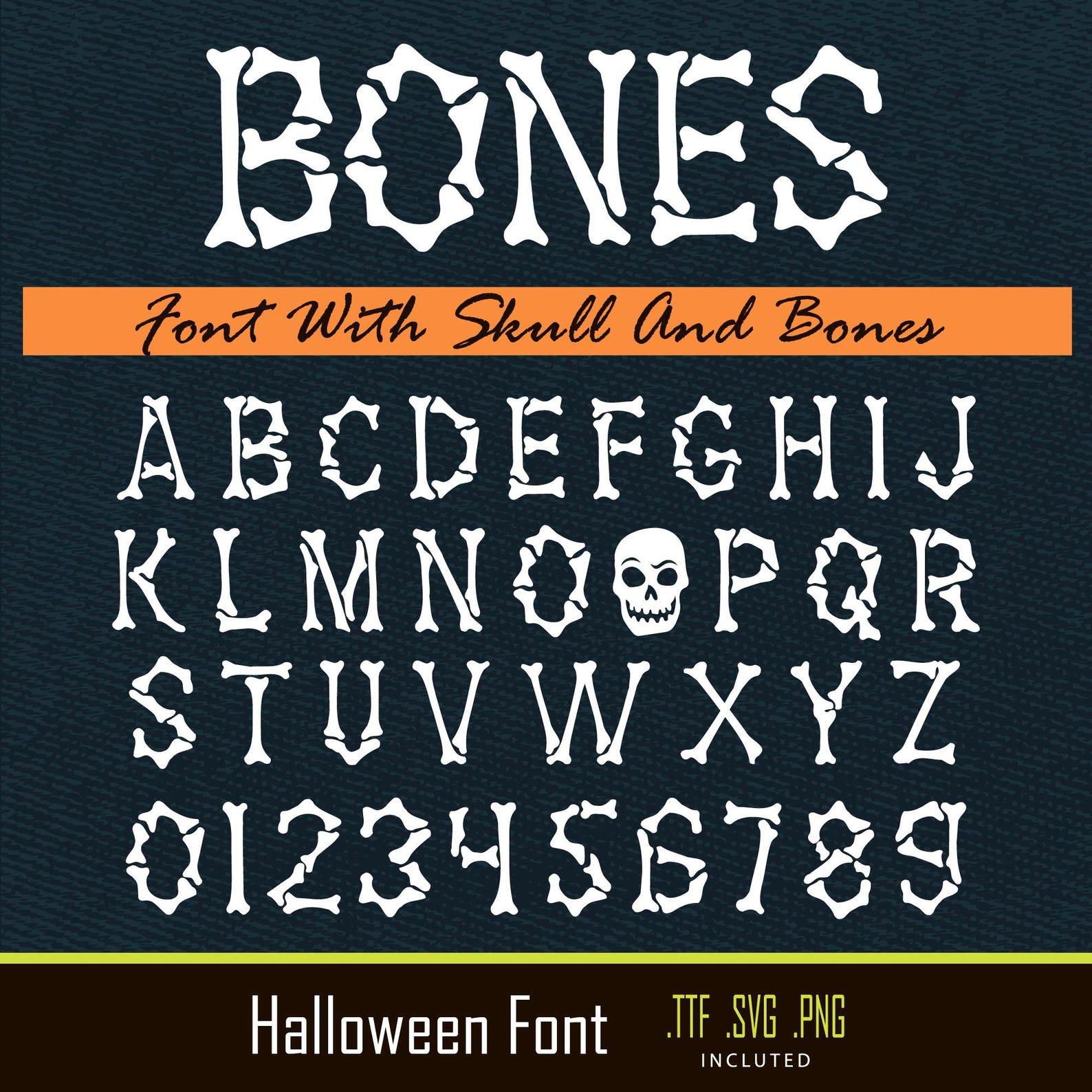 Bones Font Skull Font Skeleton Font Black Bones Font Bone Font ...