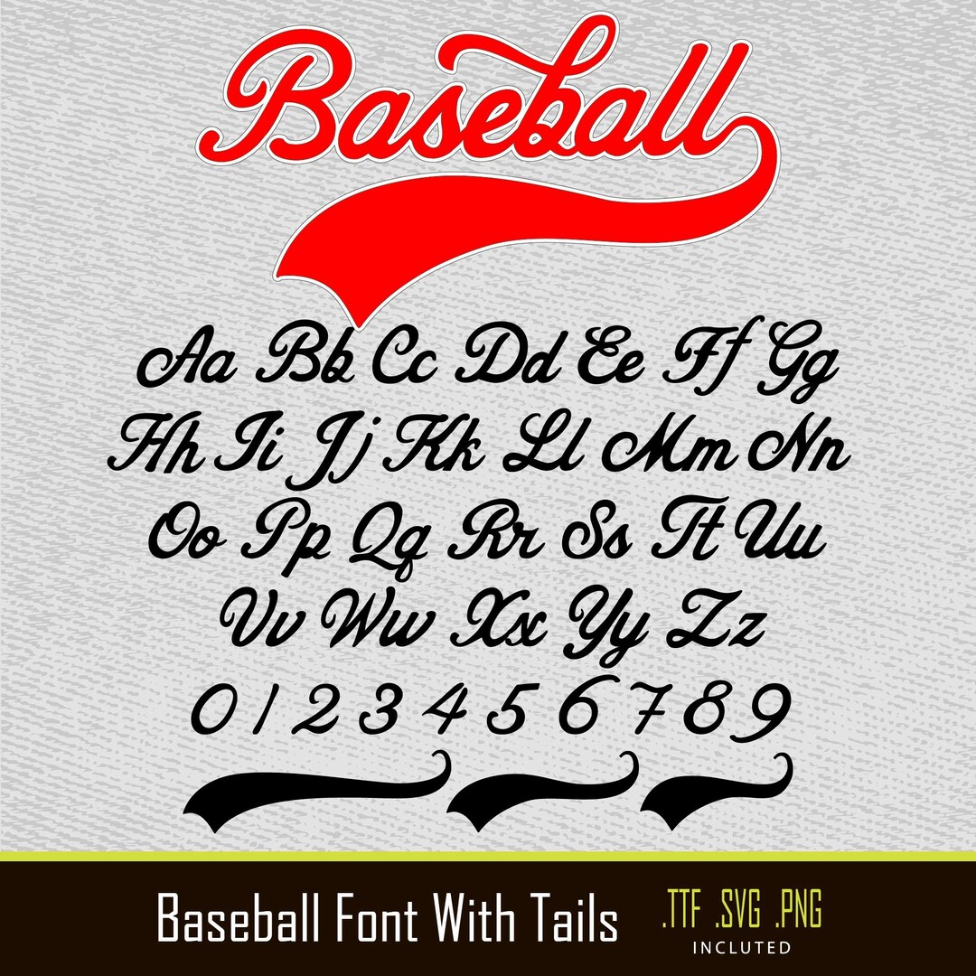 Baseball Font Baseball Font With Tails Baseball Script Font Baseball ...