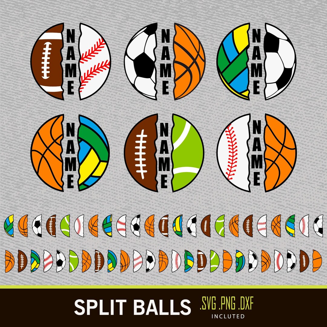 Split Ball Svg Monogram Ballers Split Svg Cut Files Foot Ball Svg ...