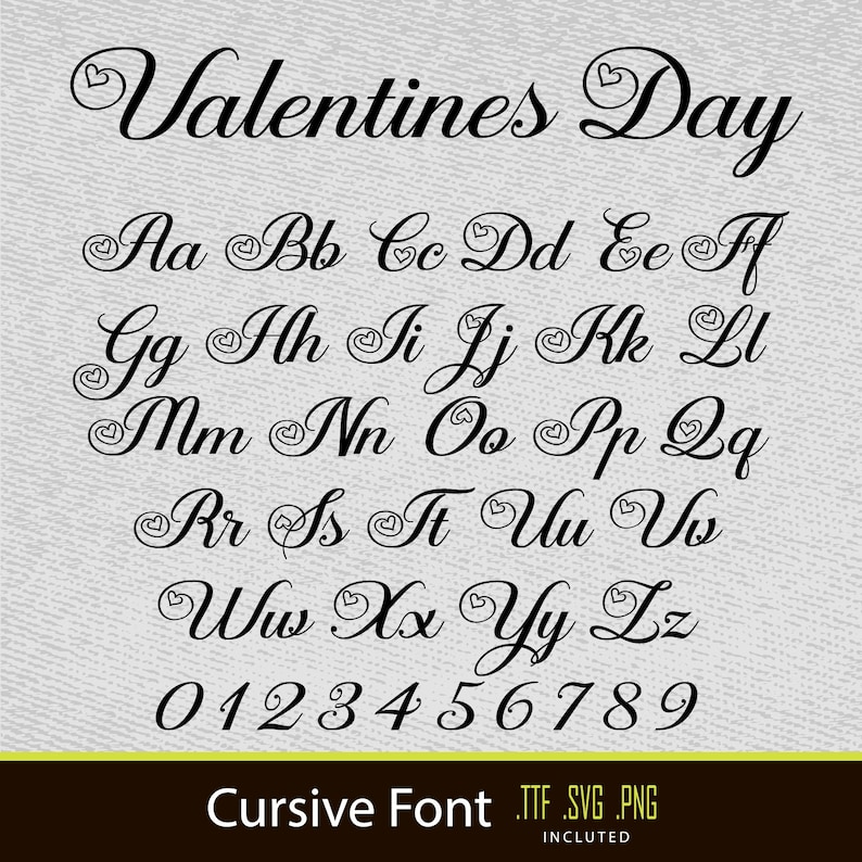 Cursive Font With Heart Valentines Font Cute Valentine Fonts Heart Font ...