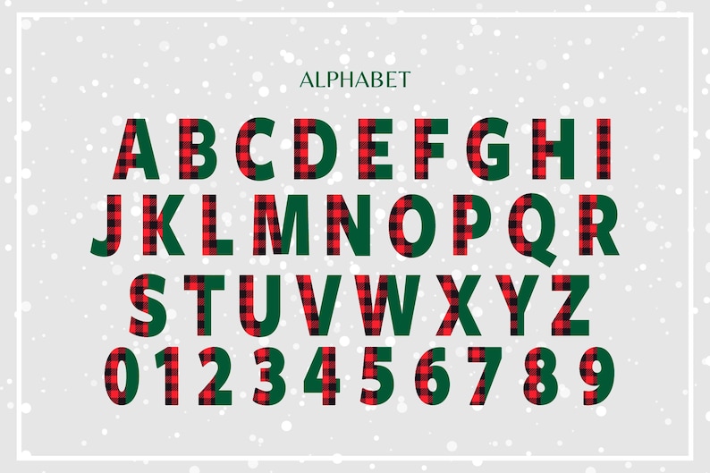 Buffalo Plaid Font Christmas Script Font Plaid Alphabet Svg Xmas Plaid Font Christmas Holiday ...