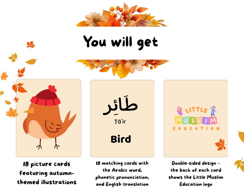 Autumn Memory Game | Arabic Vocabulary Cards With English Translation ...