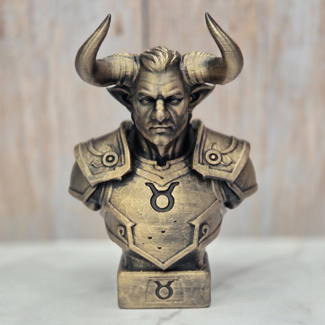 Zodiac Taurus 3D Printed Bust | Hand Painted Astrology Statue | Taurus ...