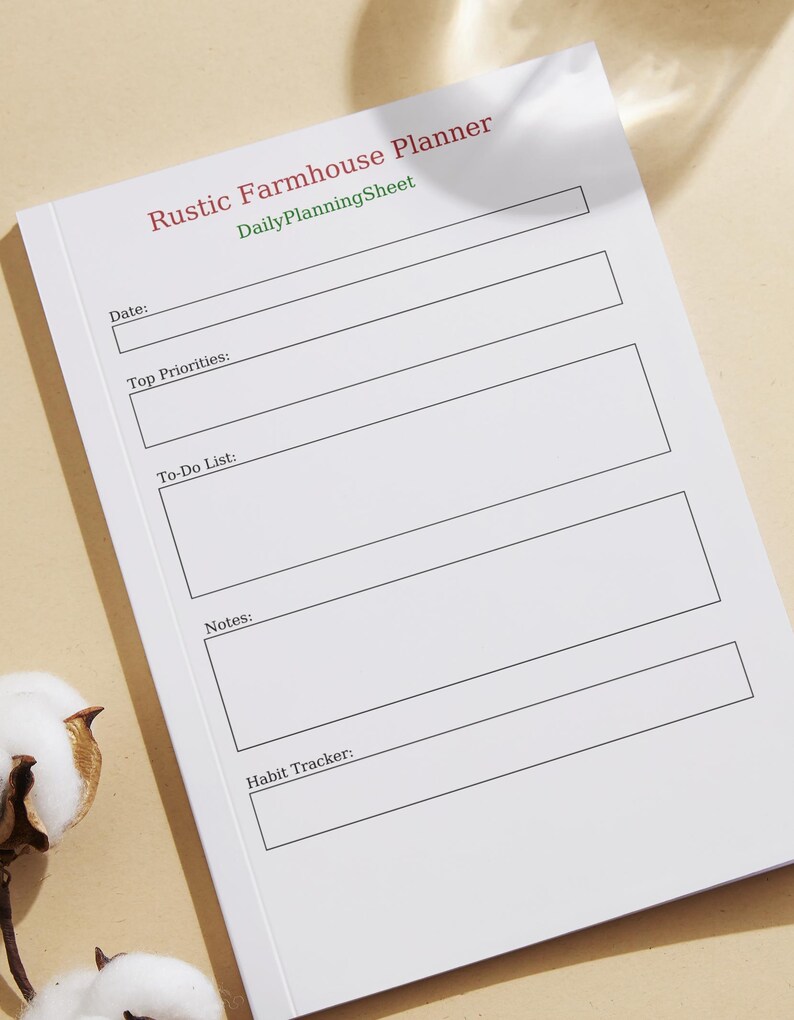 Rustic Farmhouse Planner Printable | 3 Page Set | Daily, Weekly ...