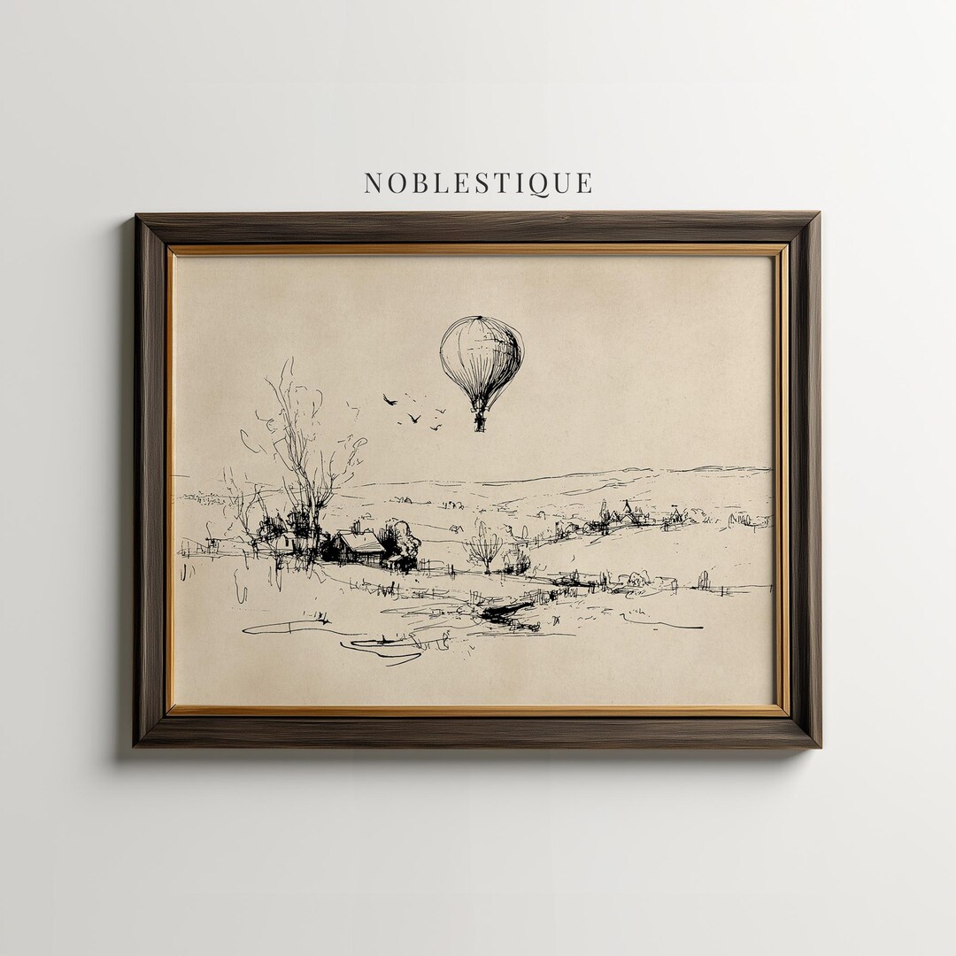 Hot Air Balloon Ink Drawing Print [DIGITAL DOWNLOAD] - Etsy