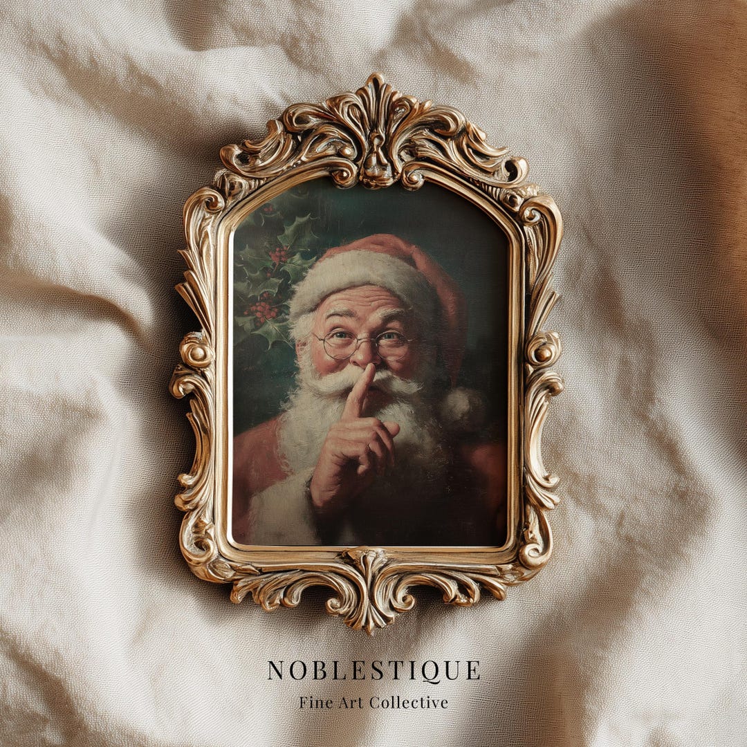 Vintage Santa Claus Portrait Painting Print: Old World Christmas ...