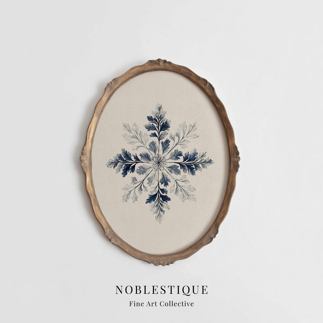Blue Snowflake Painting Print: Minimalist Winter Printable Wall Art ...