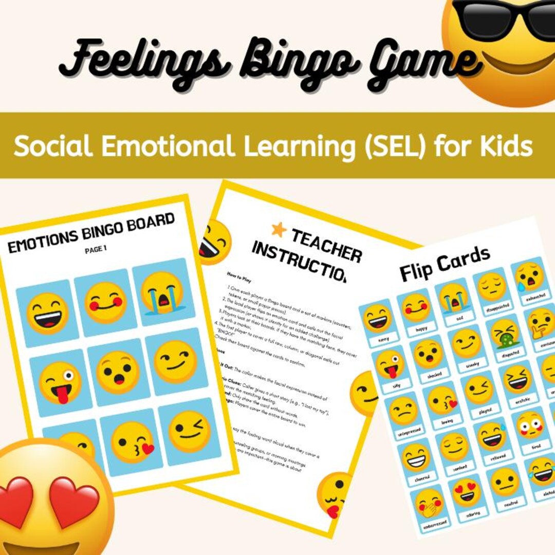 Emotions Activity for Kids | Interactive Feelings Bingo Game for Social ...