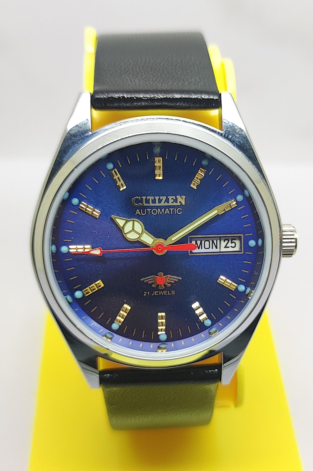 Vintage Citizen Automatic 36MM Watch Blue Dial Day-date, Stainless ...