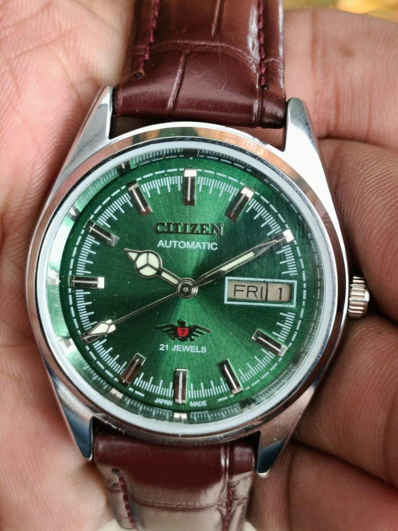 Vintage Citizen Automatic 8200 Refurbished Japan Men's Day&date Green ...