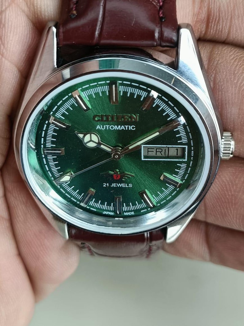Vintage Citizen Automatic 8200 Refurbished Japan Men's Day&date Green ...