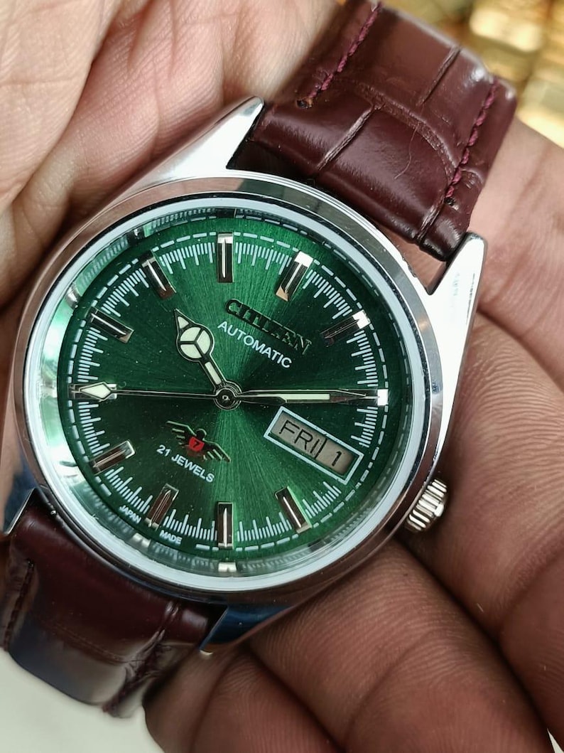 Vintage Citizen Automatic 8200 Refurbished Japan Men's Day&date Green ...