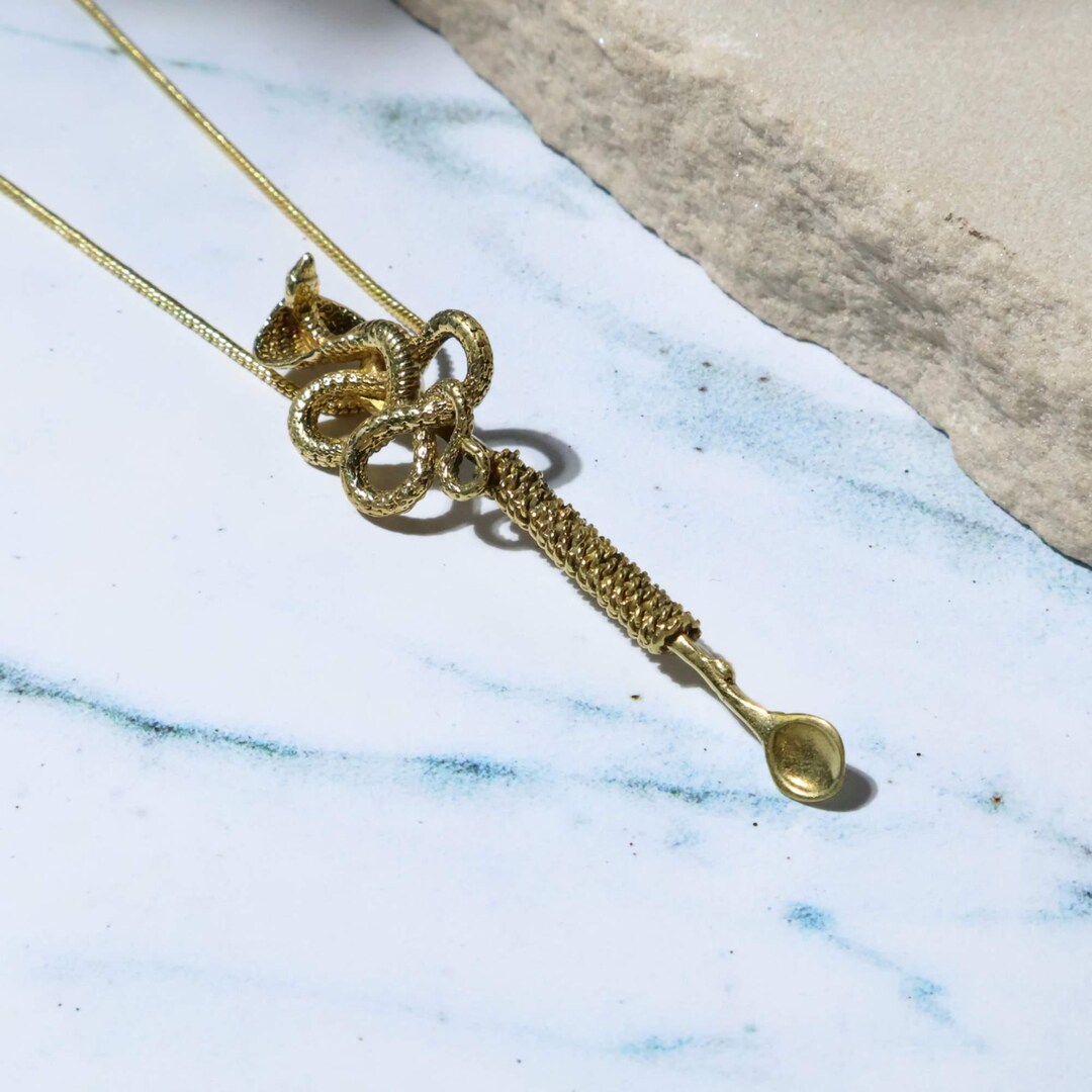 Brass Snake Spoon Pendant Necklace, Gothic Jewelry - Etsy
