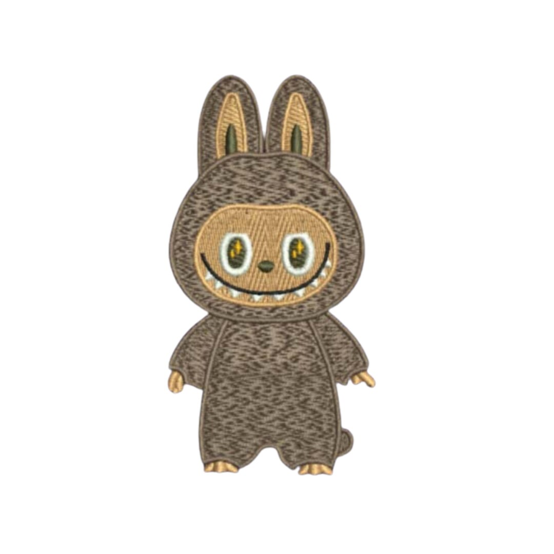 Labubo Character Embroidery Design | Metallic Gold Accents (digital ...
