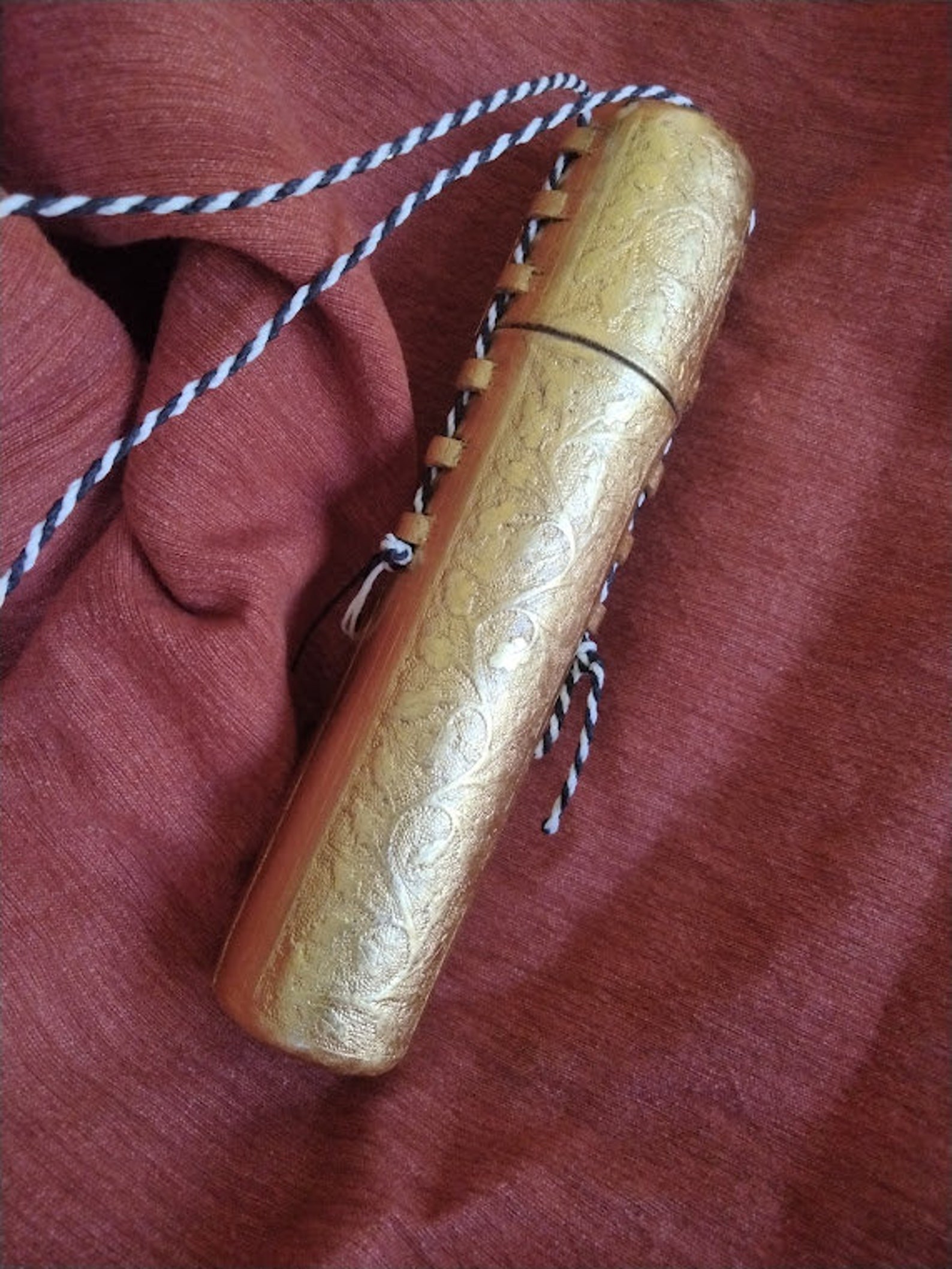 Gold Leafed Medieval Pen Case With Acorns - Etsy