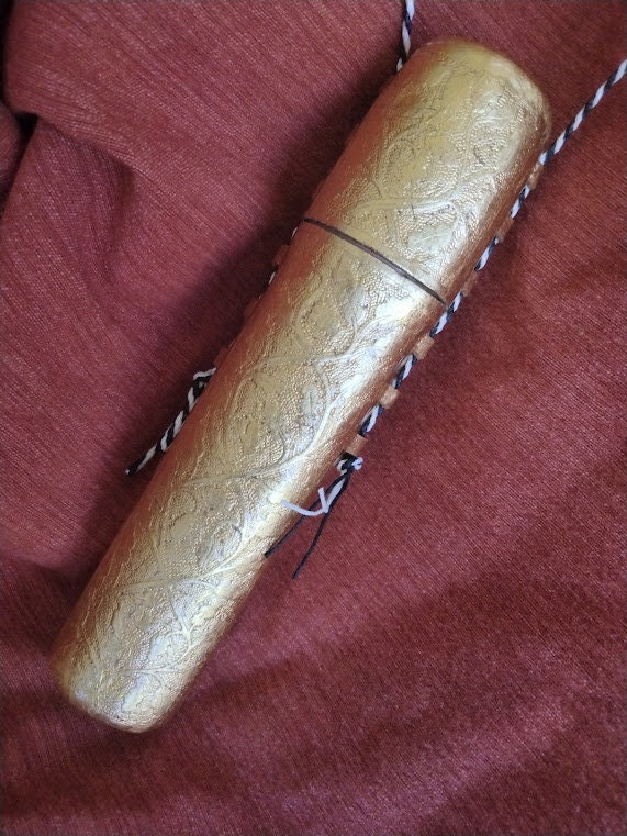 Gold Leafed Medieval Pen Case With Acorns - Etsy