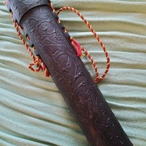 Black Leather Medieval Scroll Case With Dogs - Etsy