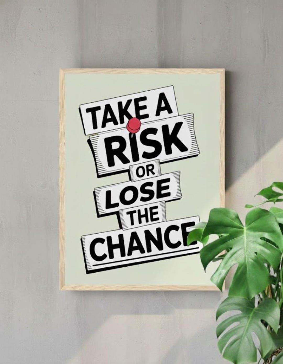 Take a Risk or Lose the Chance Poster – Retro Motivational Quote Wall ...
