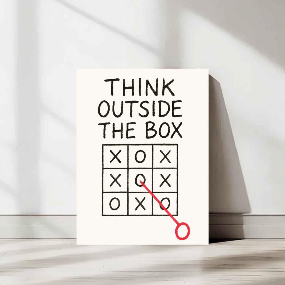 Think Outside the Box Motivational Poster – Tic Tac Toe Wall Art for ...