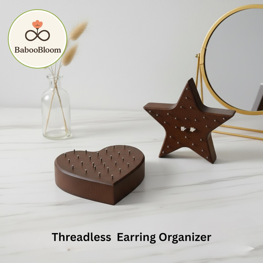 Jewelry Organizer, Solid Wood Jewelry Display for Threadless Earrings ...