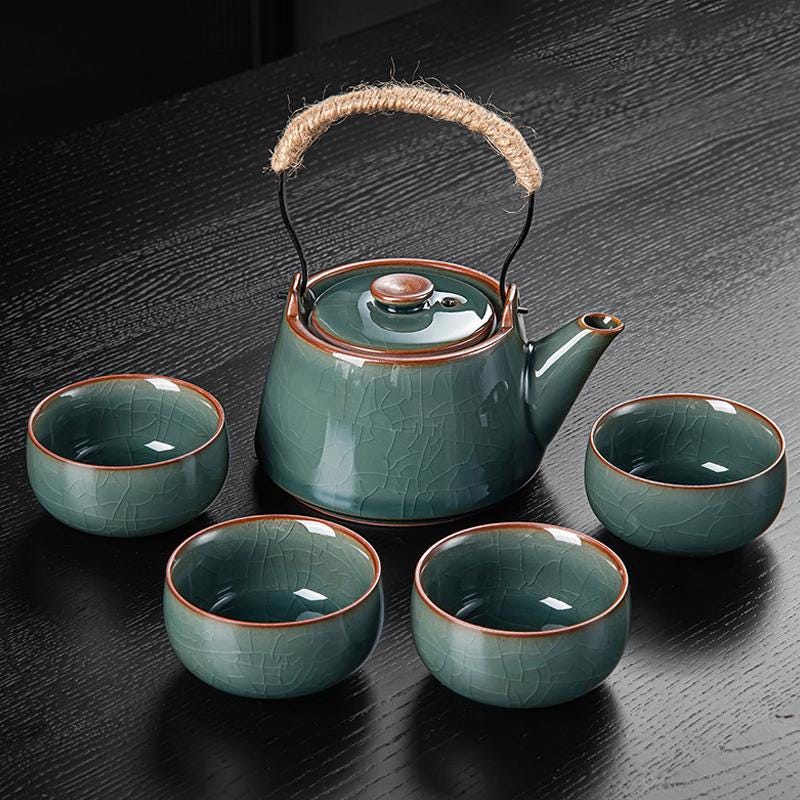 Vintage Ceramic Teapot With Handle | Ceramic Tea Set | One Pot and Two ...