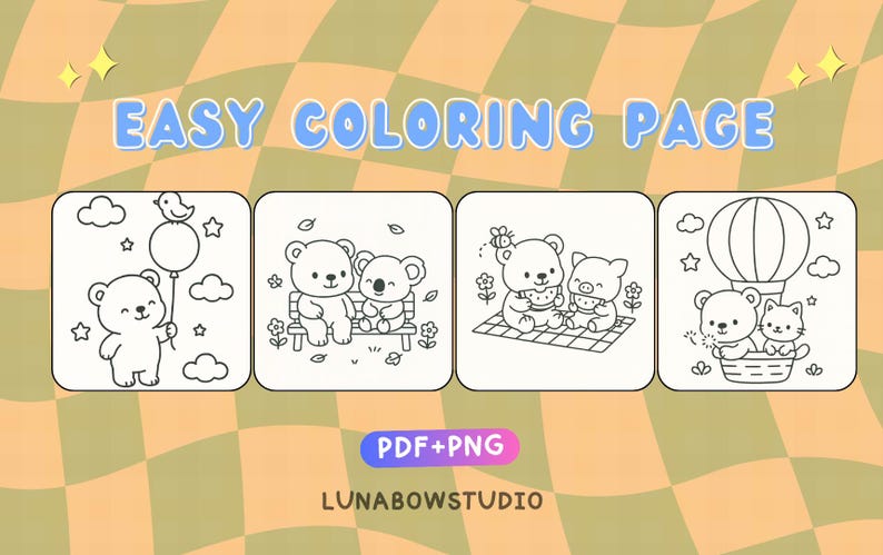 Kawaii Bear Coloring Pages: Kids' Animal Activity Book (PDF + PNG ...