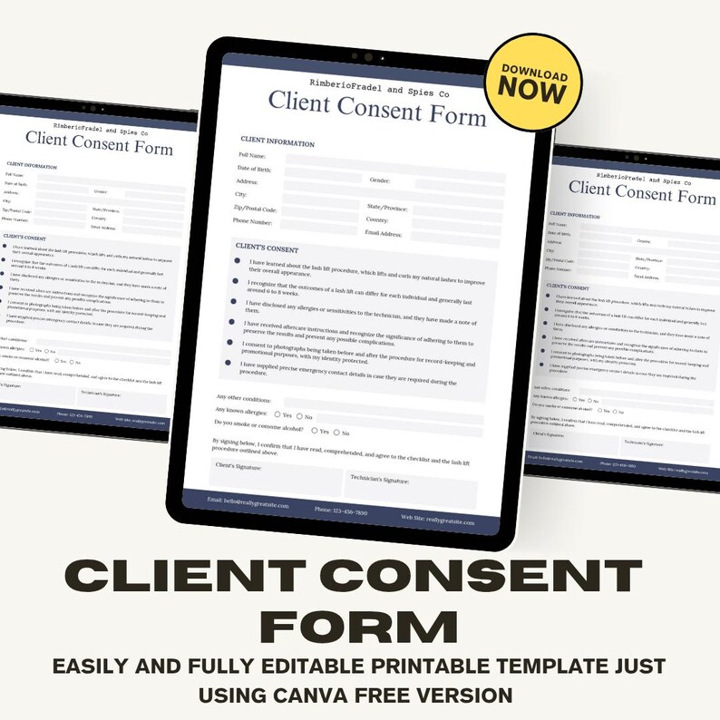 Editable Client Consent Form Template: Professional Business Form (canva Digital Download) - Etsy