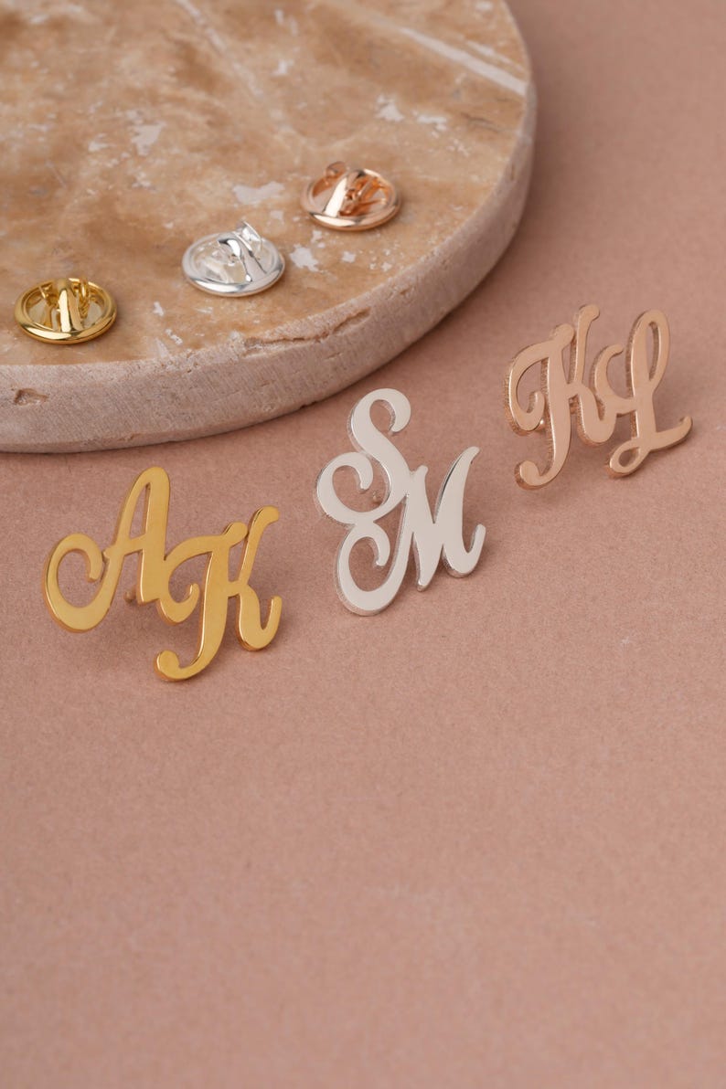 Custom Initial Lapel Pin – Sterling Silver Monogram Brooch - Etsy