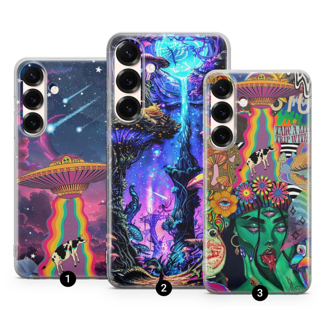 Psychedelic Phone Case Trippy UFO, Mushroom, for Samsung S25 Ultra S24 ...