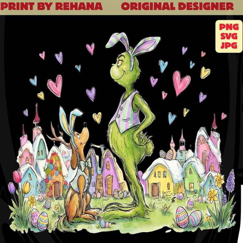 Easter Grinch Bunny SVG PNG, Funny Spring Sublimation Design, Grinch ...