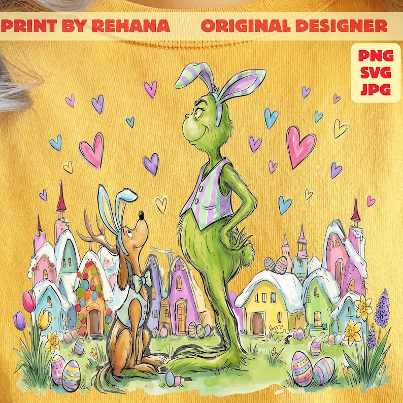 Easter Grinch Bunny SVG PNG, Funny Spring Sublimation Design, Grinch ...