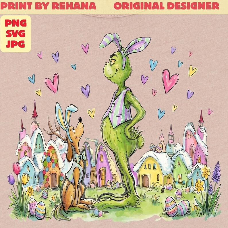 Easter Grinch Bunny SVG PNG, Funny Spring Sublimation Design, Grinch ...