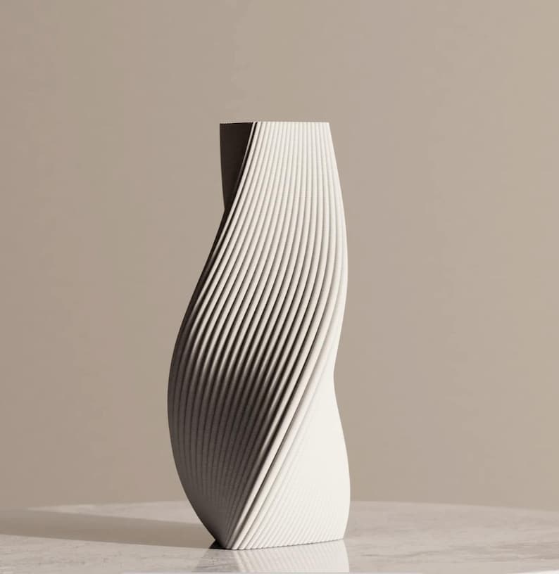 Modern Parametric Swirl 3D Printed Vase | Sculptural Home Decor - Etsy