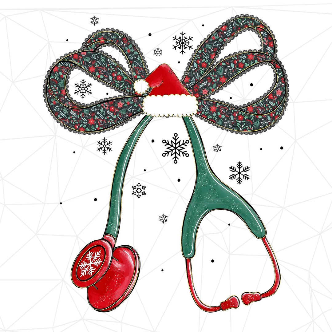 Candy Cane Stethoscope Png, Nurse Christmas Bow Png, Festive Holiday ...