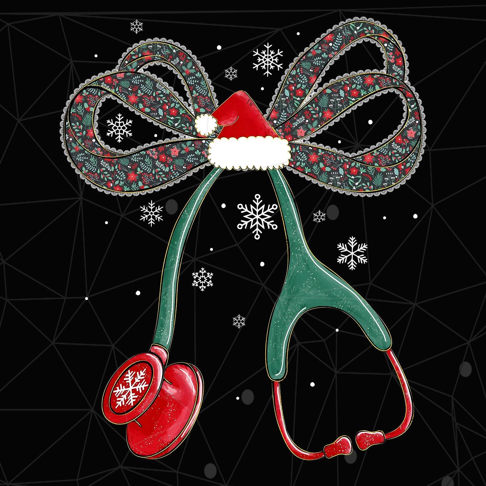 Candy Cane Stethoscope Png, Nurse Christmas Bow Png, Festive Holiday ...