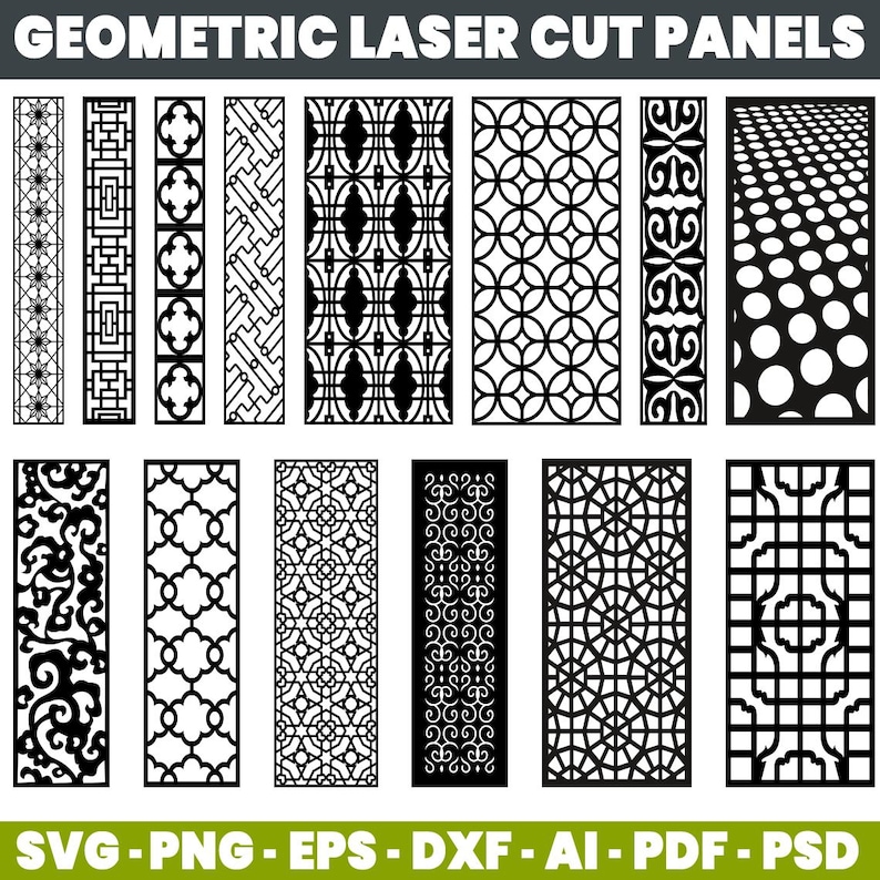 Laser Cut Panels & Patterns | DXF SVG Vector Pack | 100+ Geometric ...