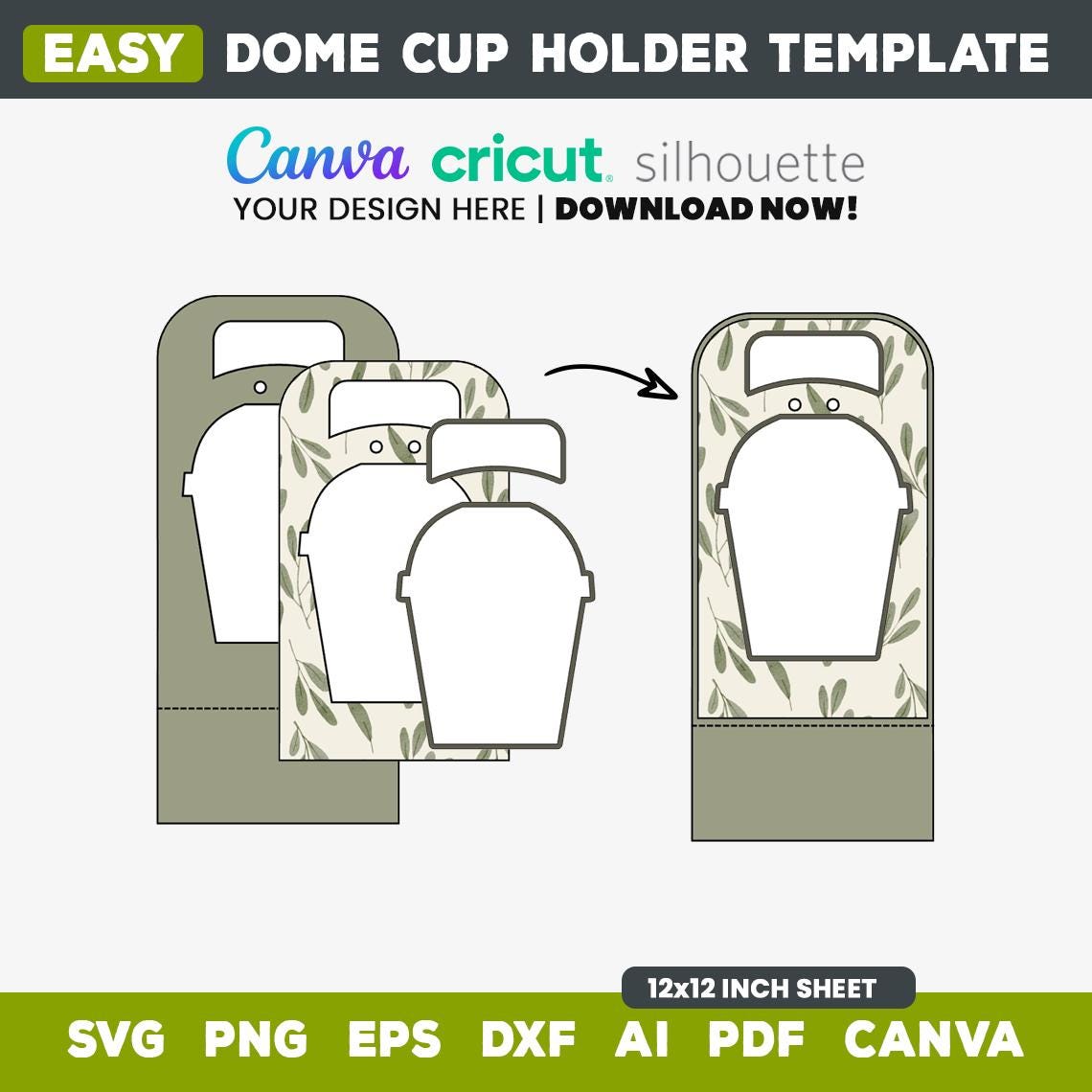 Dome Cup Holder Template, 16 - 12 Oz Dome Cup Favor Template, Dome Cup ...