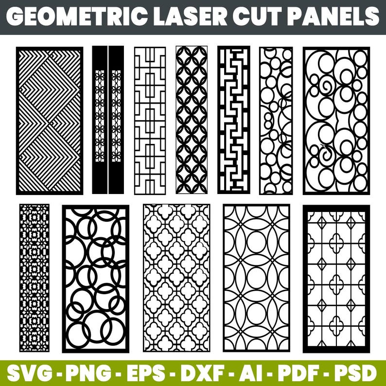 Laser Cut Panels & Patterns | DXF SVG Vector Pack | 100+ Geometric ...