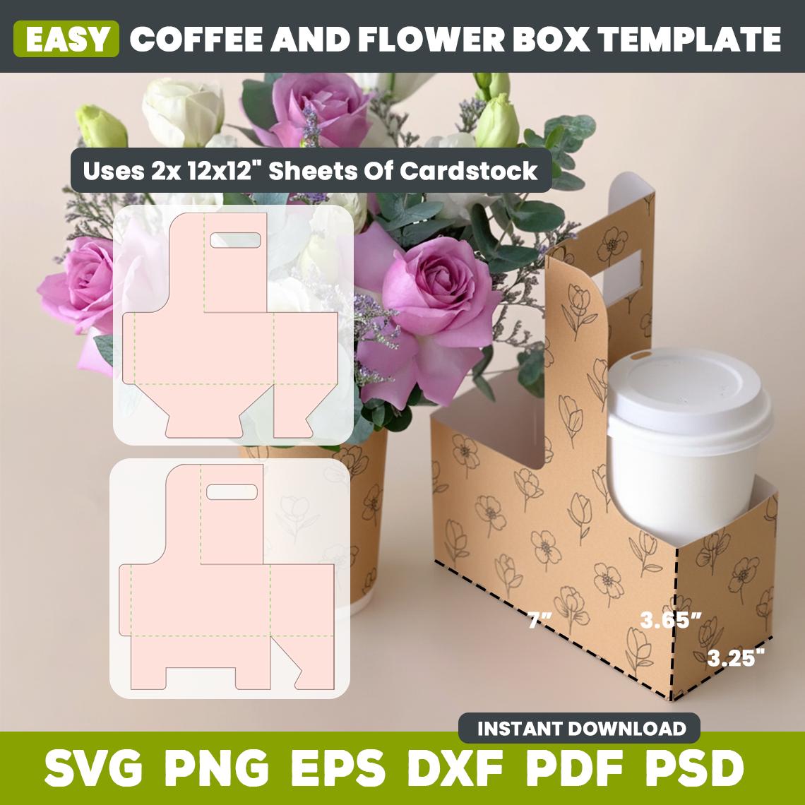 Drink Carrier Template, Flower Box Template, Coffee Gift Box Template ...