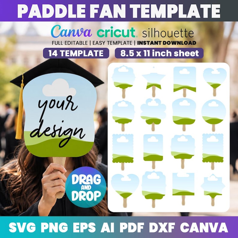 Fan Template Svg Bundle, Church Fan Template, Graduation / Wedding Fan ...