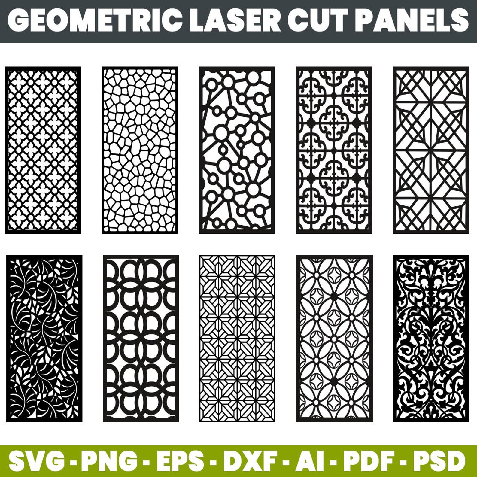 Laser Cut Panels & Patterns | DXF SVG Vector Pack | 100+ Geometric ...