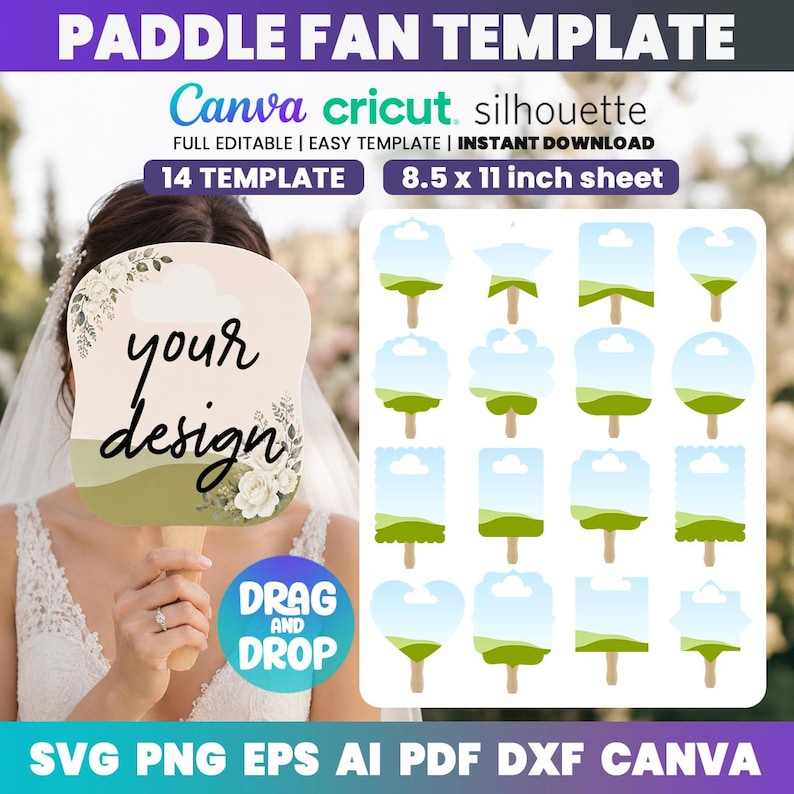 Fan Template Svg Bundle, Church Fan Template, Graduation / Wedding Fan ...