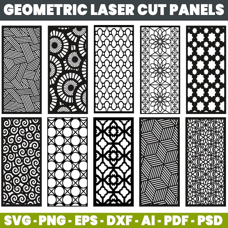 Laser Cut Panels & Patterns | DXF SVG Vector Pack | 100+ Geometric ...