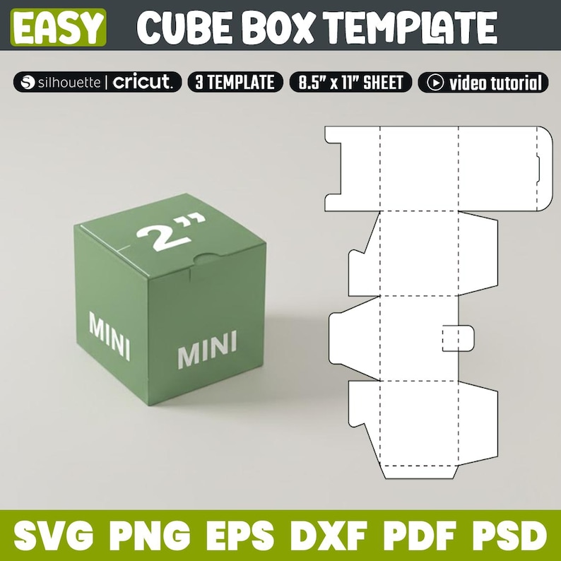 3 Box Template, Cube Box Template, Classic Square Box Svg, Box Svg for ...